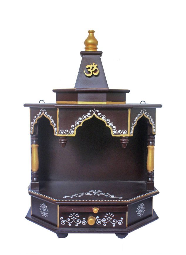 Elegant Wooden Mandir "Sri Vedic Griha" (Home of the Divine) Brown | Spice Village