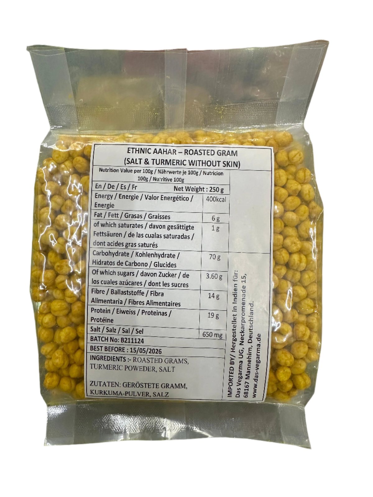 Ethnic Aahar Roasted Gram without Skin(Salt & Turmeric) 250gm | Spice ...